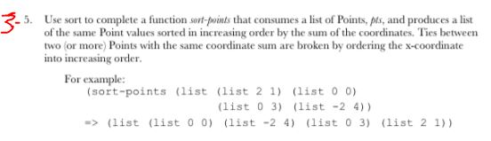 3-5. Use sort to complete a function sort-points that | Chegg.com