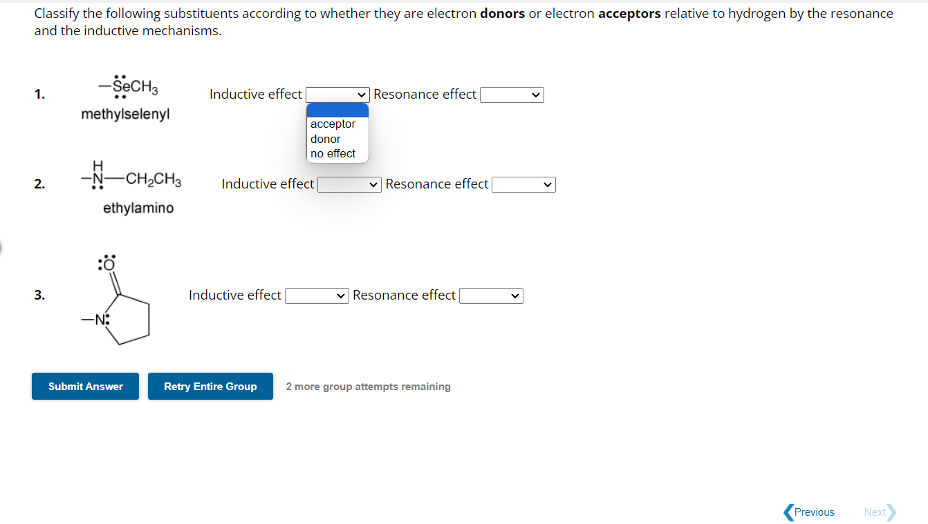 Solved Classify the following substituents according to | Chegg.com
