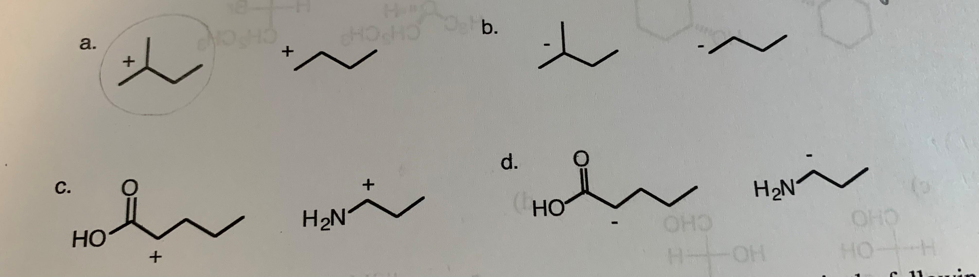 Solved HOCH b. + ath L L + d. Hani C. Hani HO OHO HO 0 HO+ + | Chegg.com