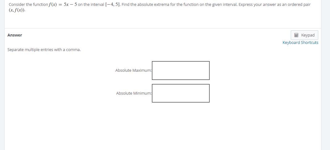 Solved Consider the function f(x)=5x−5 on the interval | Chegg.com