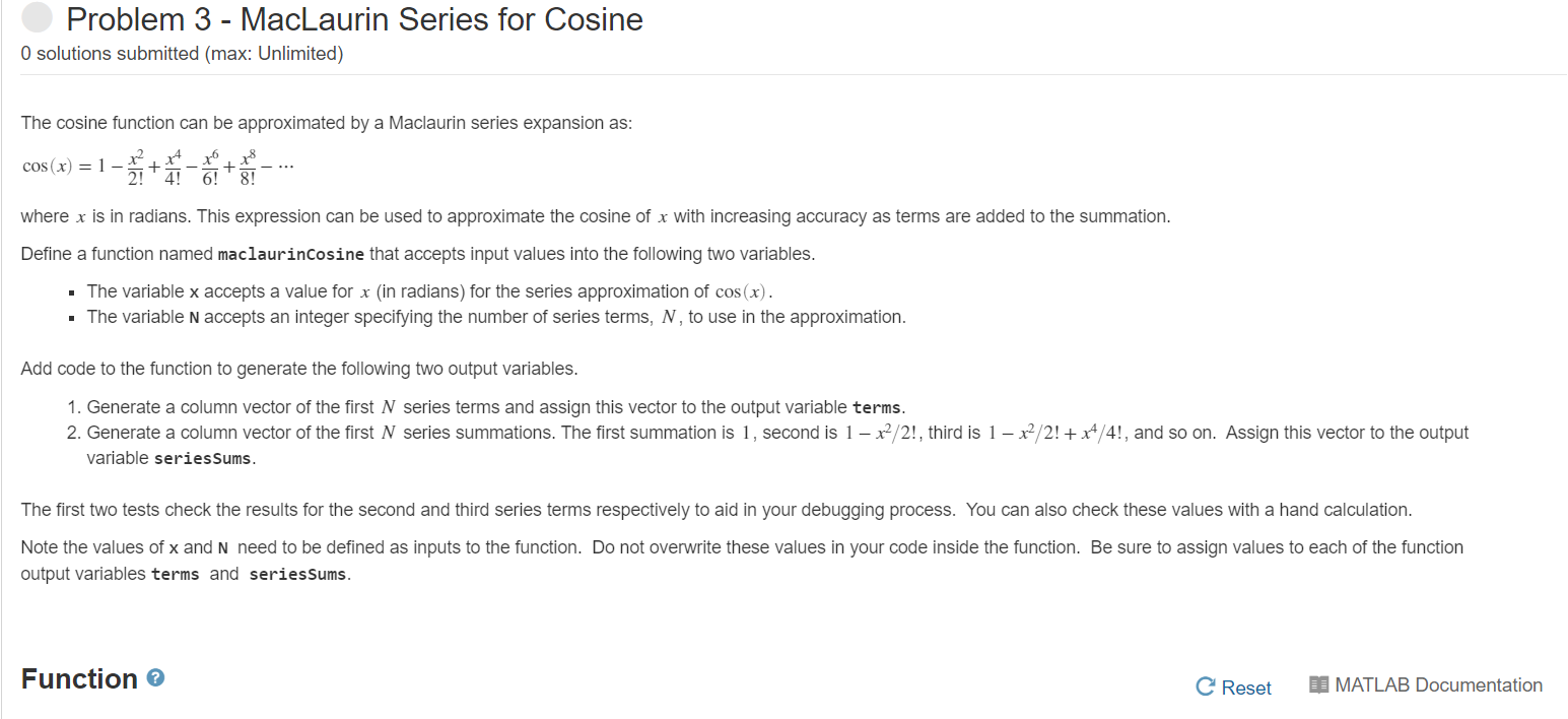 Solved Problem 3 - MacLaurin Series for Cosine O solutions | Chegg.com
