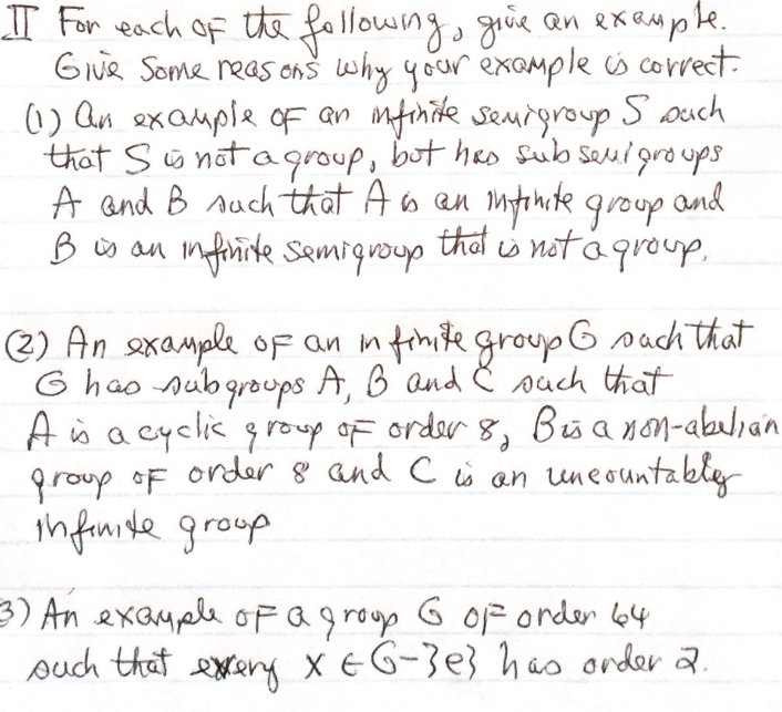 Solved I For each of the following, give an example. Give | Chegg.com