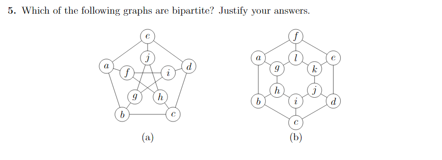 Solved 5. Which of the following graphs are bipartite? | Chegg.com