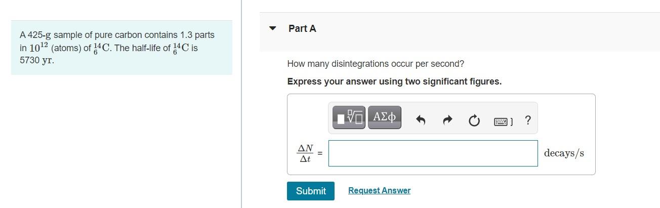 Solved A 425-g sample of pure carbon contains 1.3 parts in | Chegg.com