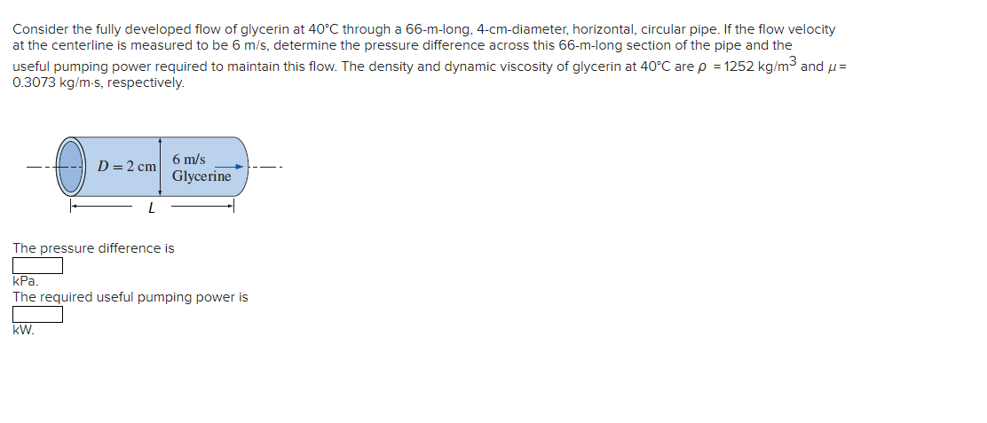 Solved Consider the fully developed flow of glycerin at 40°C | Chegg.com