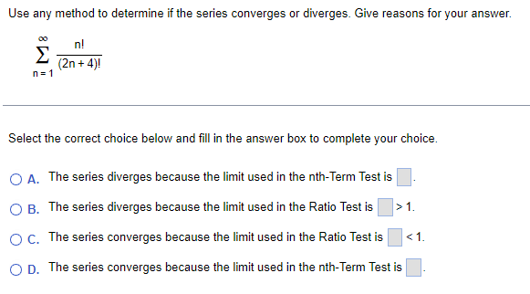 Solved Use any method to determine if the series converges | Chegg.com