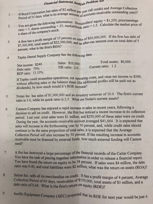 Solved cial Statement Analysis Se Problem all credit) and | Chegg.com