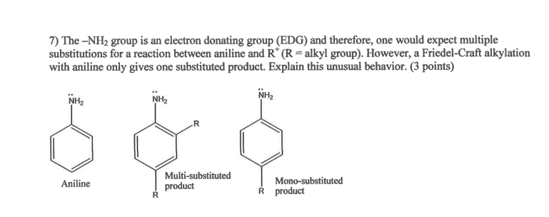 Solved 7) The -NH2 group is an electron donating group (EDG) | Chegg.com