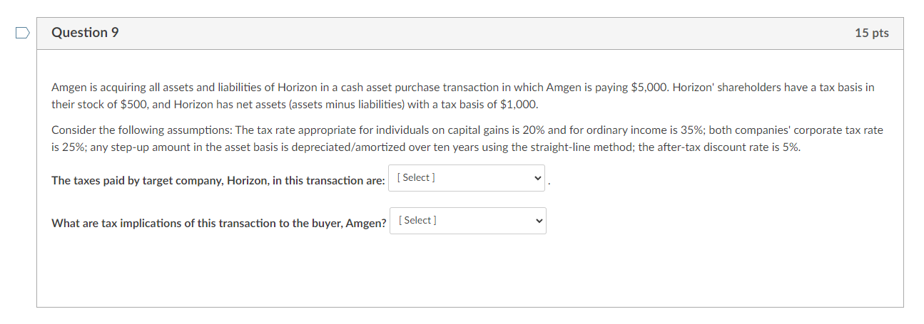 Solved Amgen is acquiring all assets and liabilities of | Chegg.com