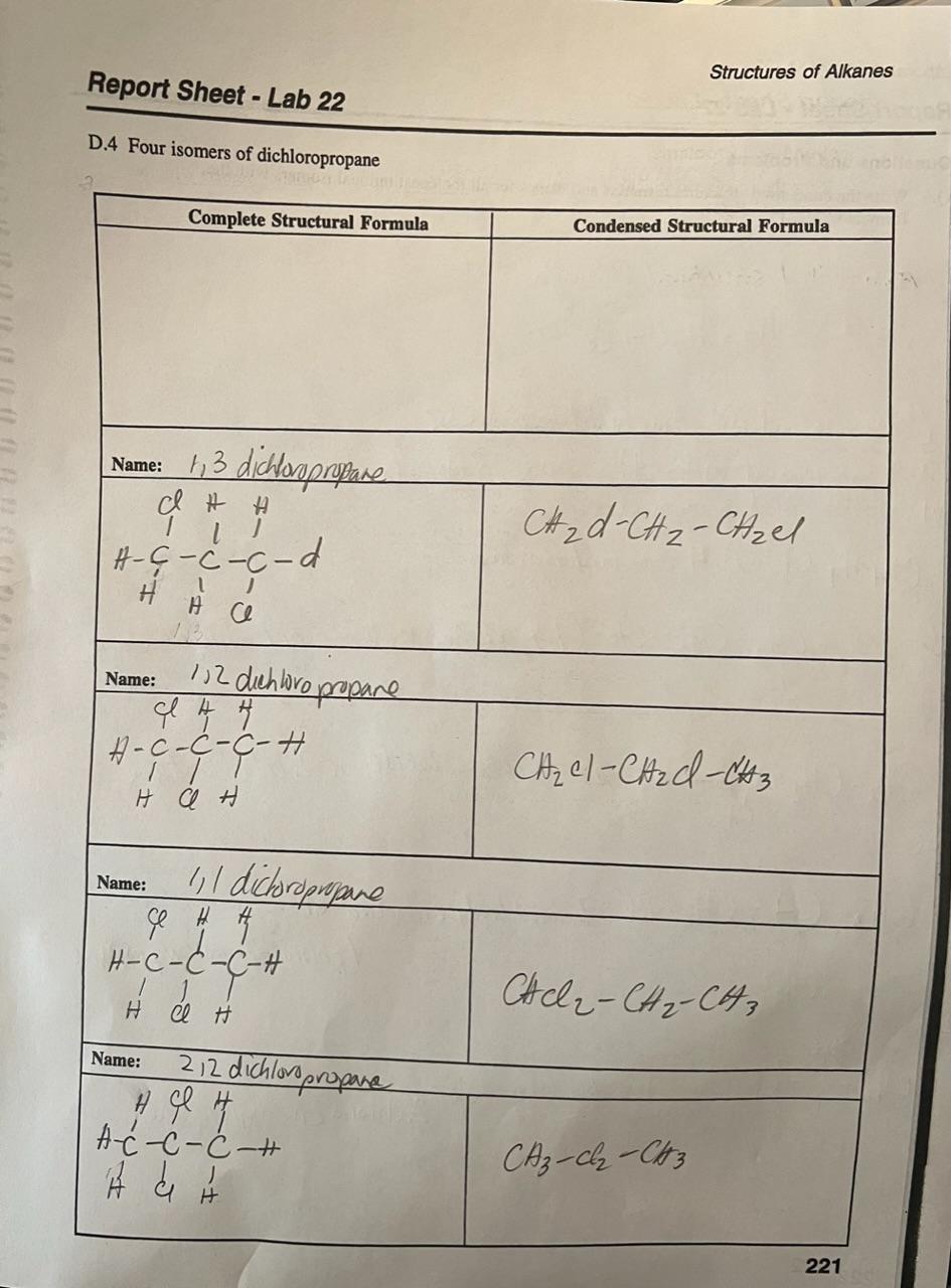 Solved Report Sheet - Lab 22 Structures of Alkanes | Chegg.com
