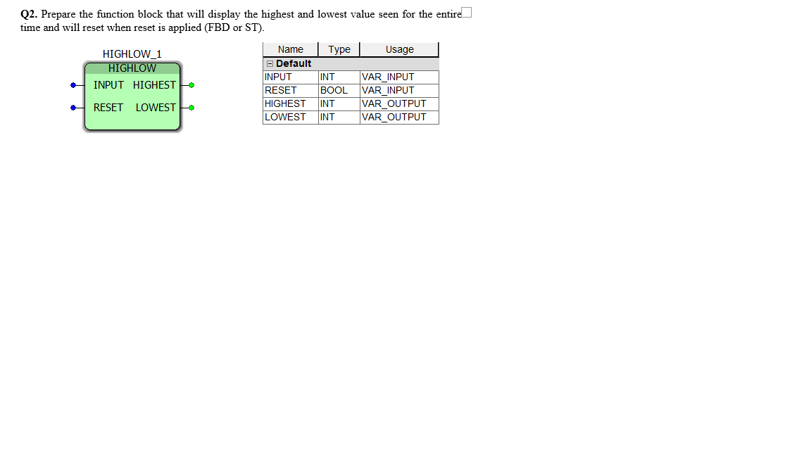Q2. Prepare the function block that will display the | Chegg.com