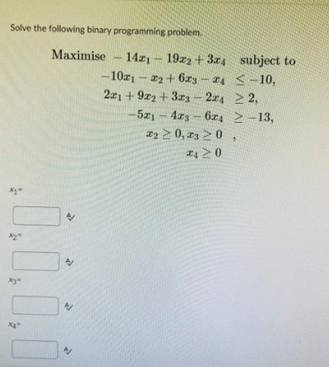 Solved Solve the following binary programming problem. | Chegg.com