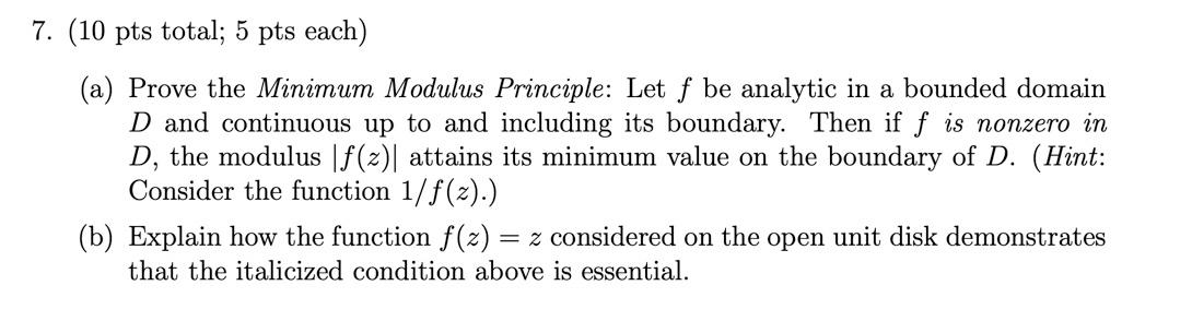 Solved 7. (10 pts total; 5 pts each) (a) Prove the Minimum | Chegg.com