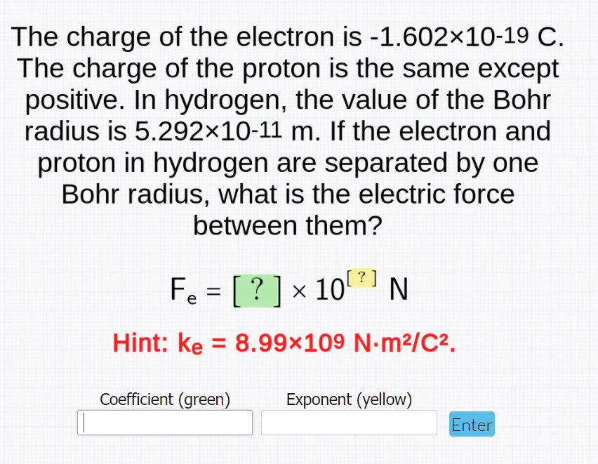 Solved The charge of the electron is -1.602x10-19 C. The | Chegg.com