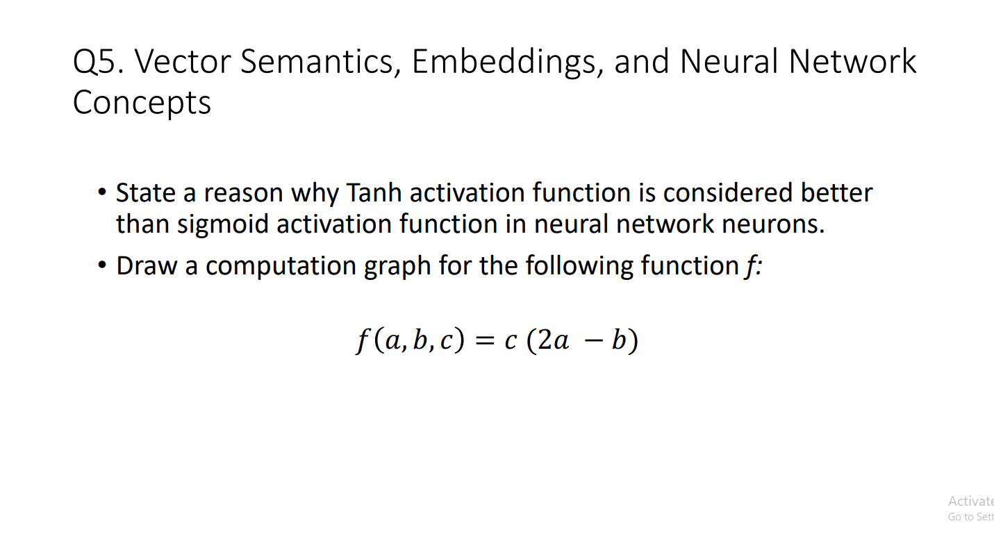 Solved Q5. Vector Semantics, Embeddings, and Neural Network | Chegg.com