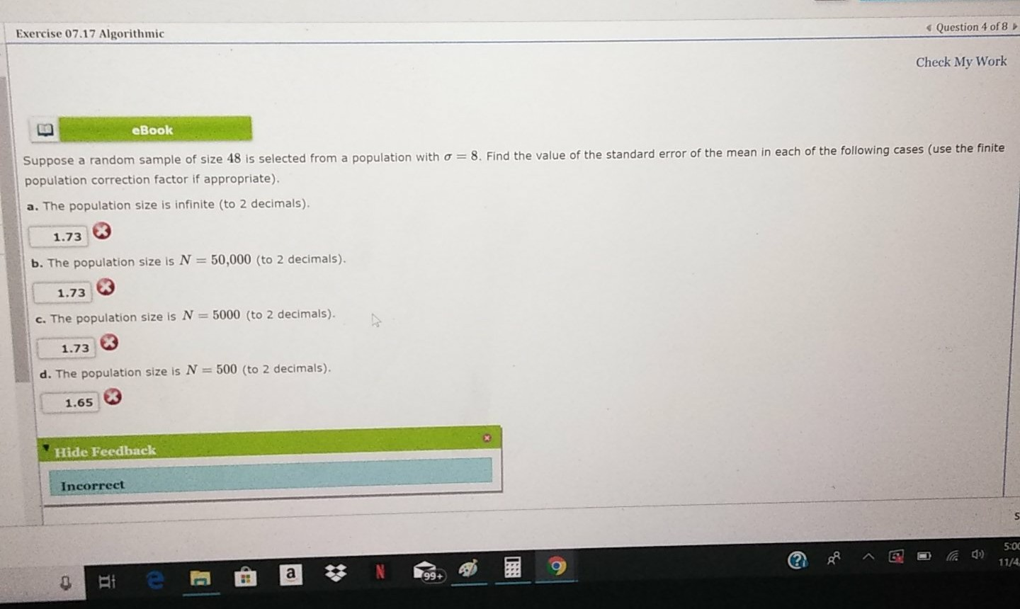 Solved Exercise 07.17 Algorithmic Question 4 of 8 Check My | Chegg.com