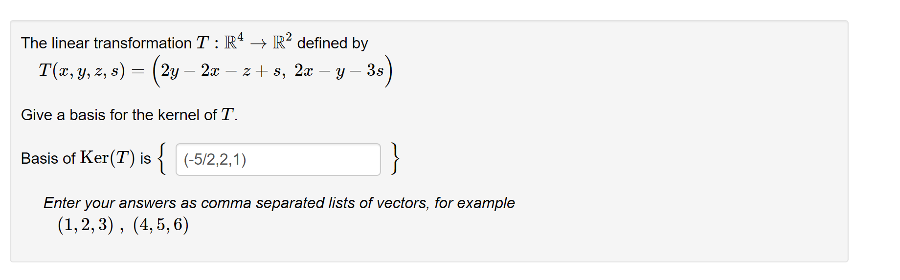 Solved The linear transformation T : R4 + R2 defined by T(x, | Chegg.com
