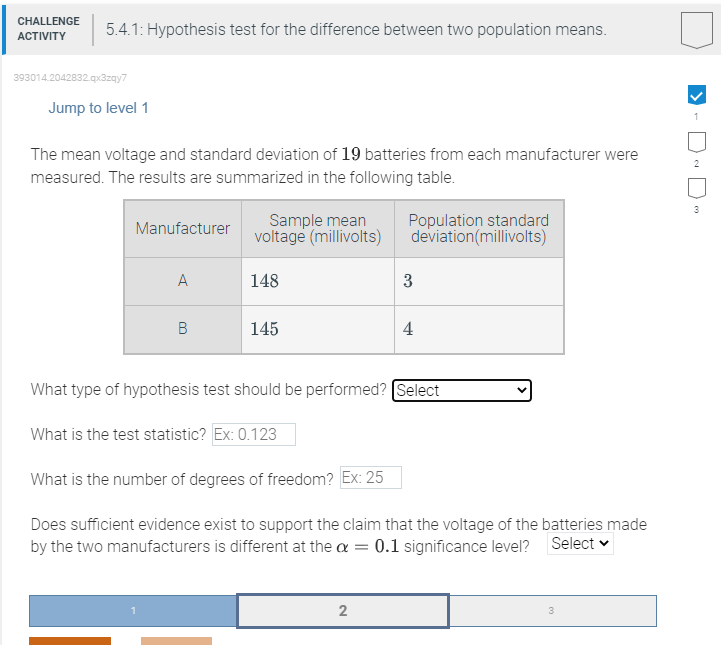 Solved CHALLENGE ACTIVITY 5.4.1: Hypothesis test for the | Chegg.com