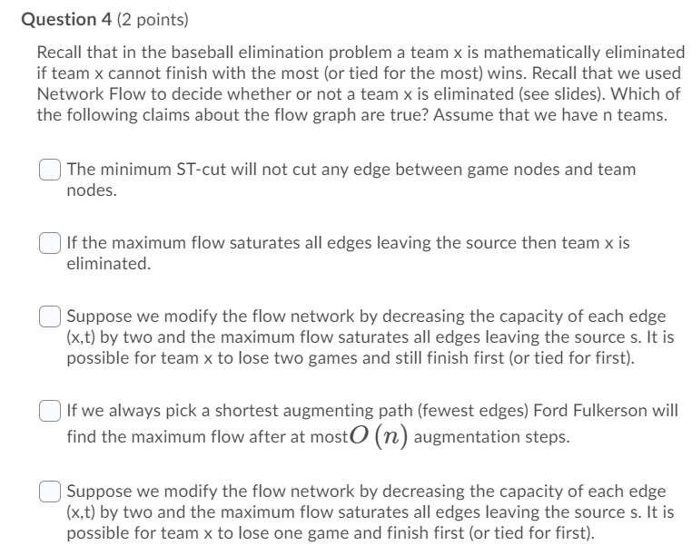 Question 4 (2 points) Recall that in the baseball | Chegg.com