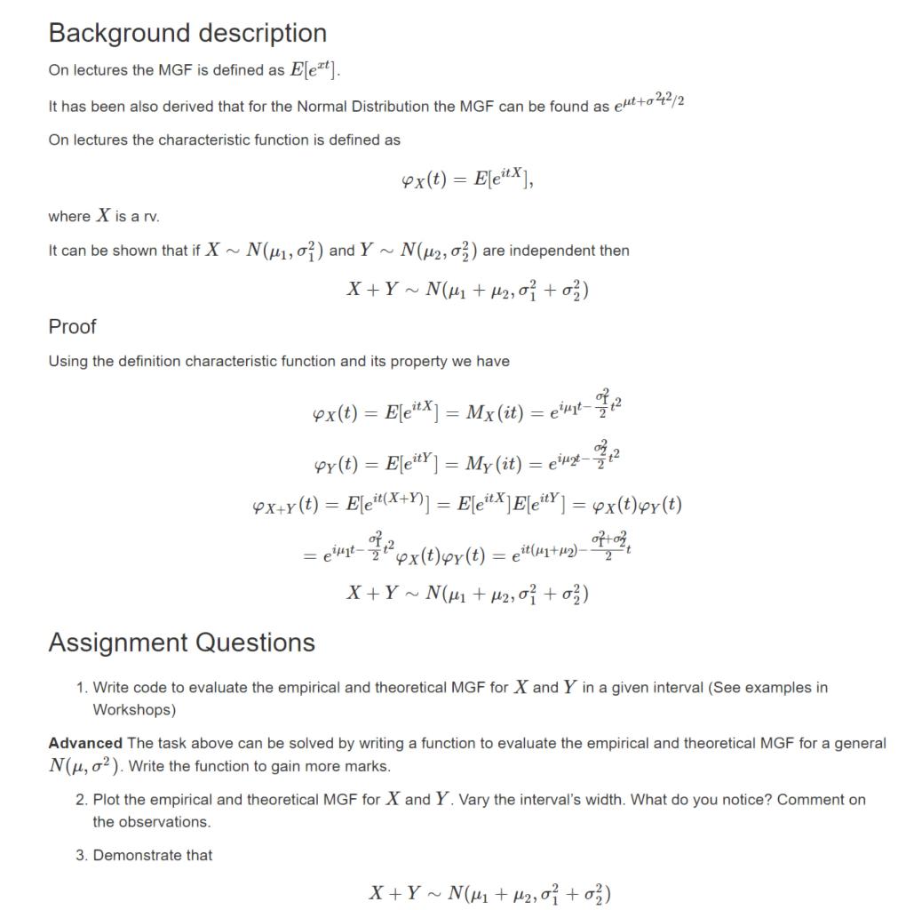 Background description On lectures the MGF is defined | Chegg.com