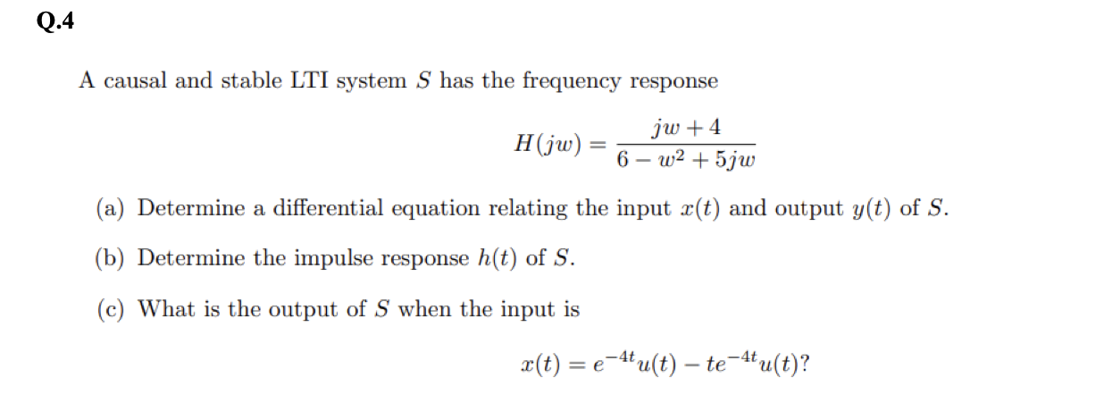 Solved A causal and stable LTI system S has the frequency | Chegg.com
