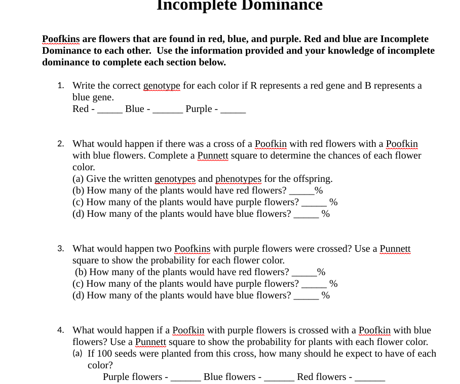 Solved Poofkins are flowers that are found in red, blue, and | Chegg.com