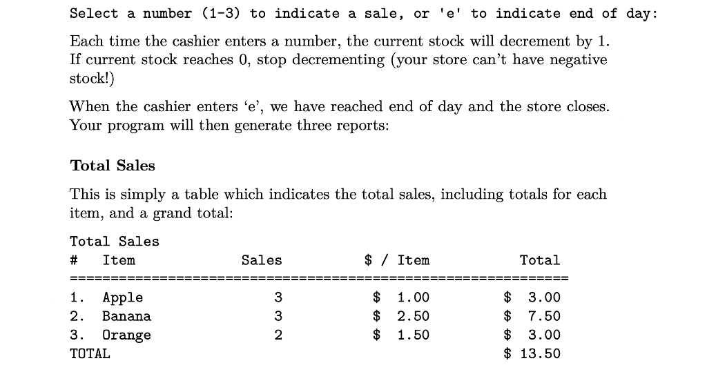Solved Assignment 2: Store Stock Calculator Description You | Chegg.com