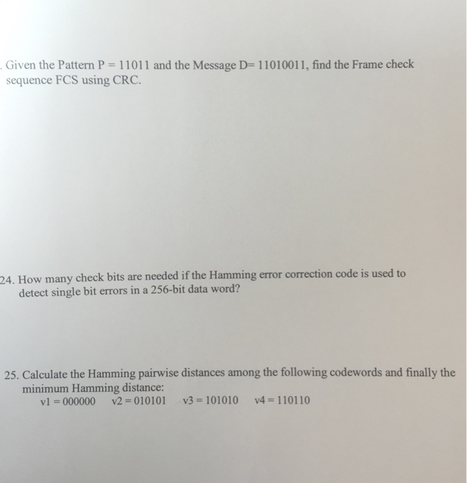 Solved Given the Pattern P = 1 1011 and the Message D= 1 | Chegg.com