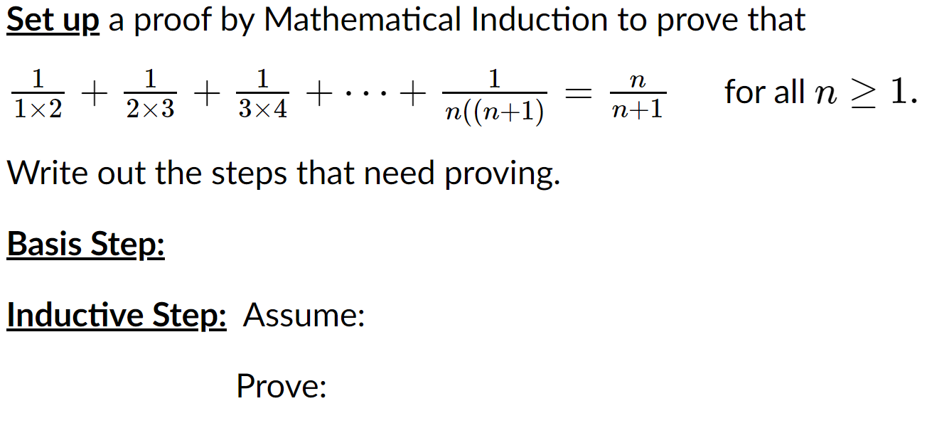 Solved Set up a proof by Mathematical Induction to prove | Chegg.com