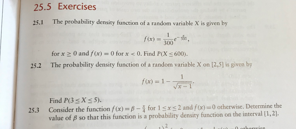 Solved 25.5 Exercises 25.1 The probability density function | Chegg.com