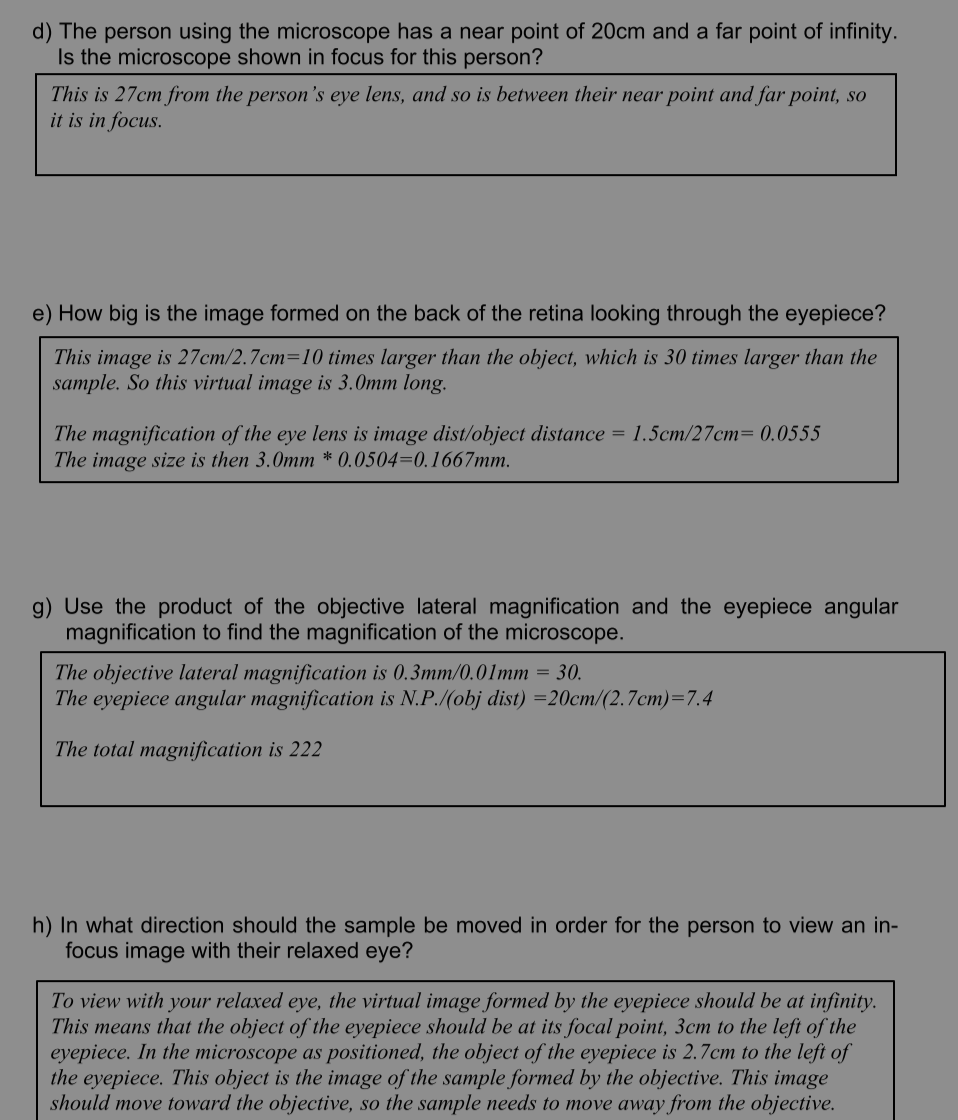 Solved 4) This problem asks questions about the microscope | Chegg.com