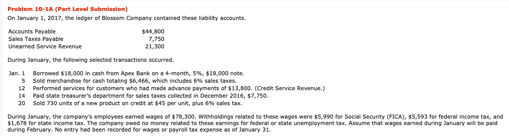 Solved Problem 10-1A (Part Level Submission) On January 1, | Chegg.com