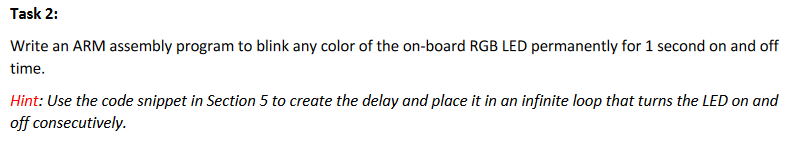 Solved Write an ARM assembly program to blink any color of | Chegg.com