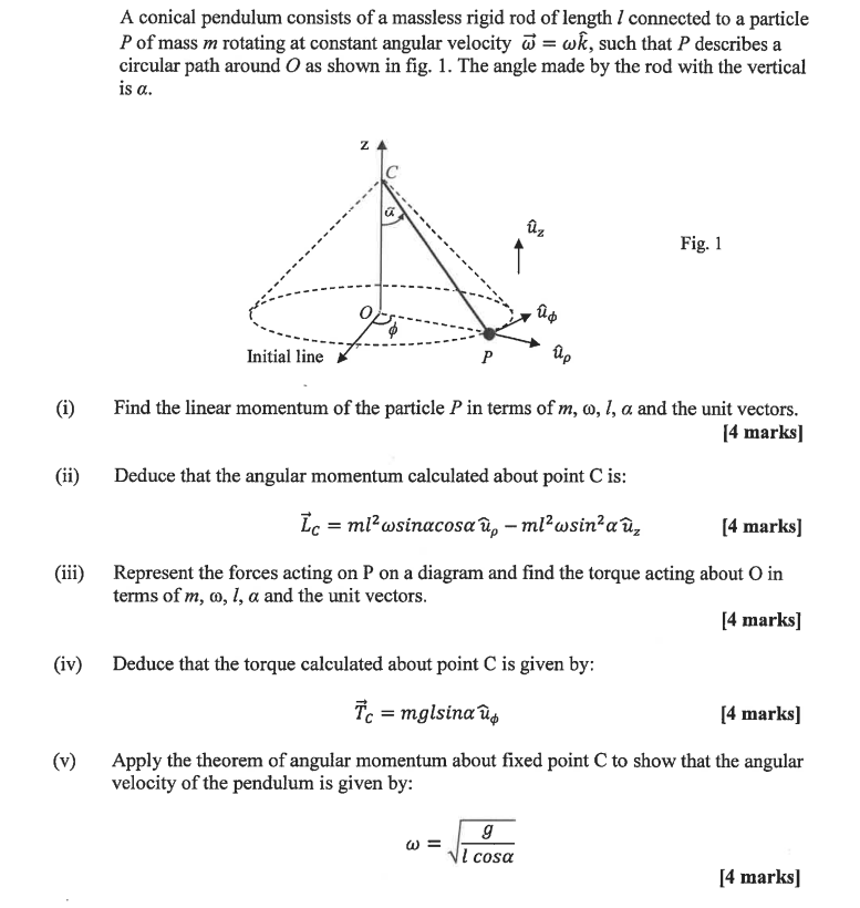 Solved A conical pendulum consists of a massless rigid rod | Chegg.com