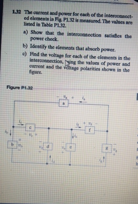 Solved 130 The voltage and power values for each of the ele- | Chegg.com