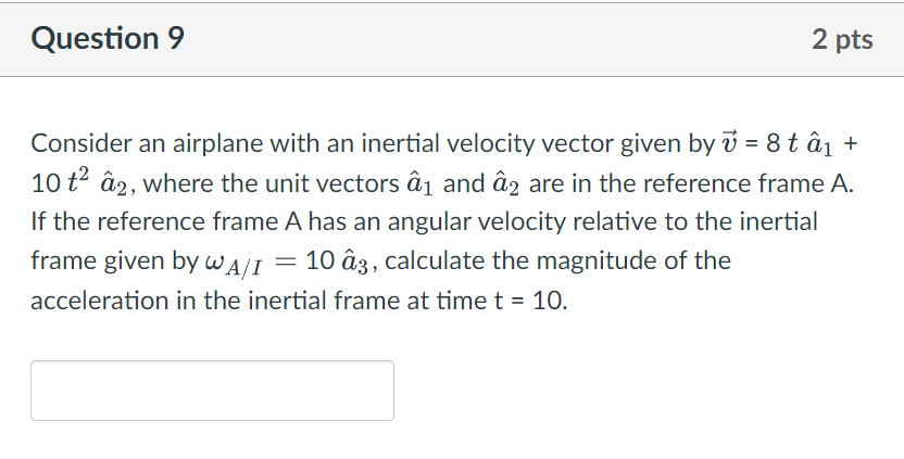 Solved Consider an airplane with an inertial velocity vector | Chegg.com