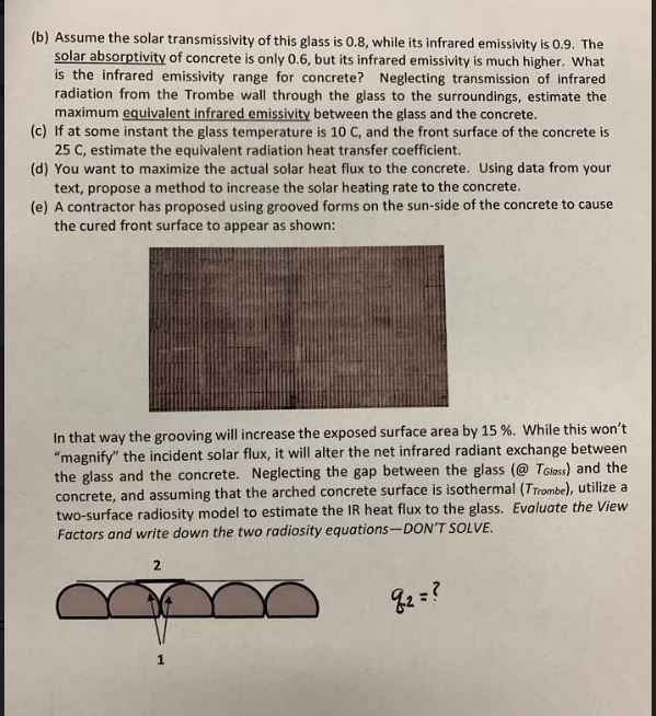(30 %) The modified Trombe wall, shown below, is | Chegg.com