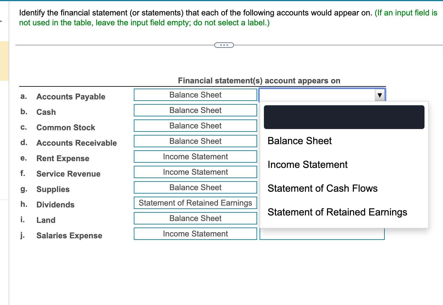 Solved Identify the financial statement (or statements) that | Chegg.com