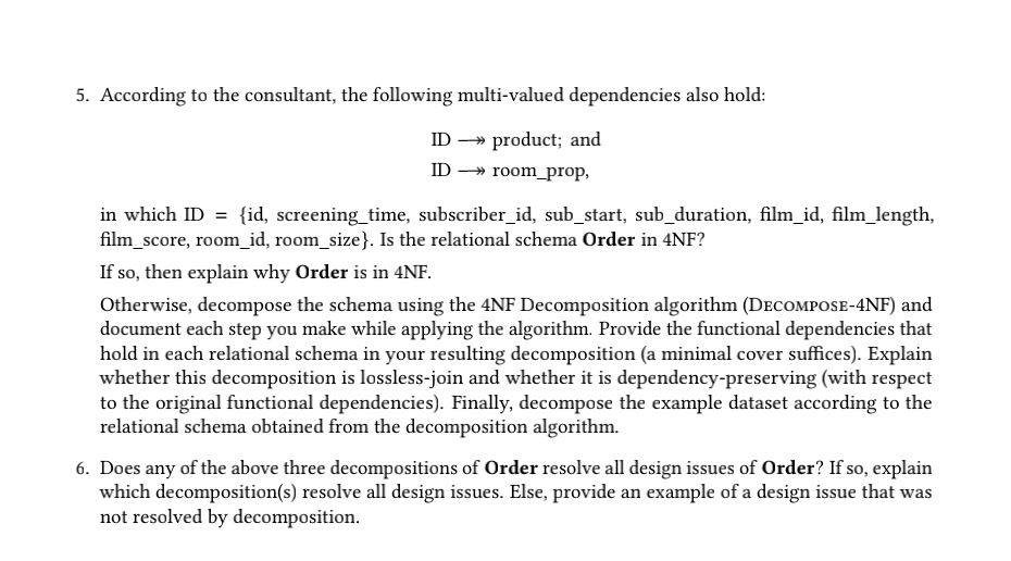 Solved Part 2: Refinement of an order-table for a cinema | Chegg.com