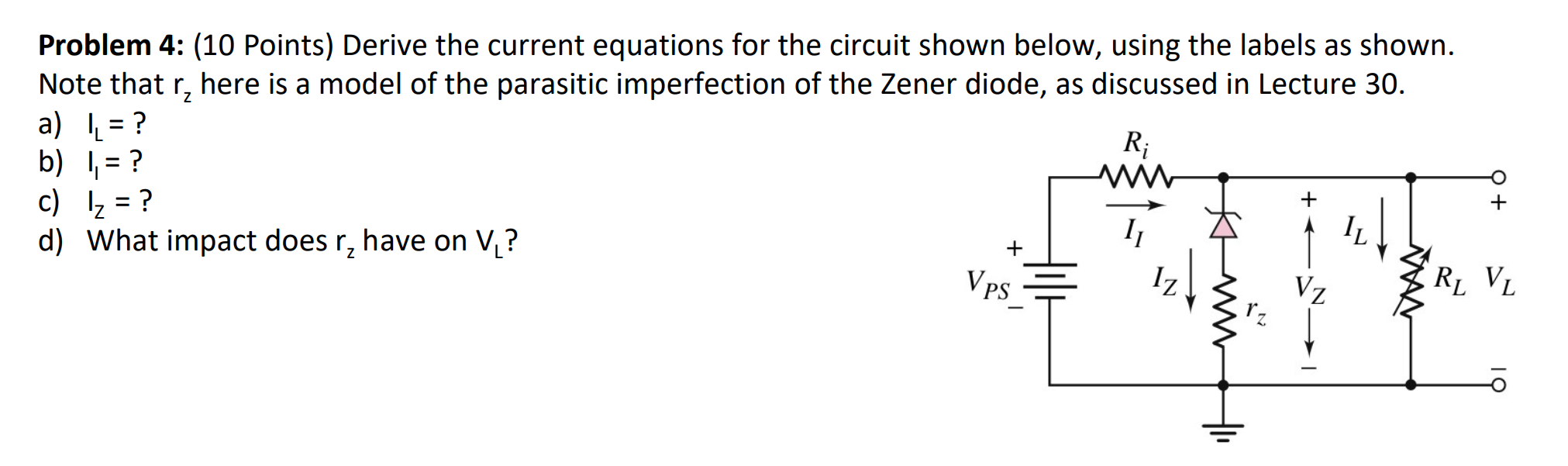 Solved Problem 4: (10 Points) Derive the current equations | Chegg.com