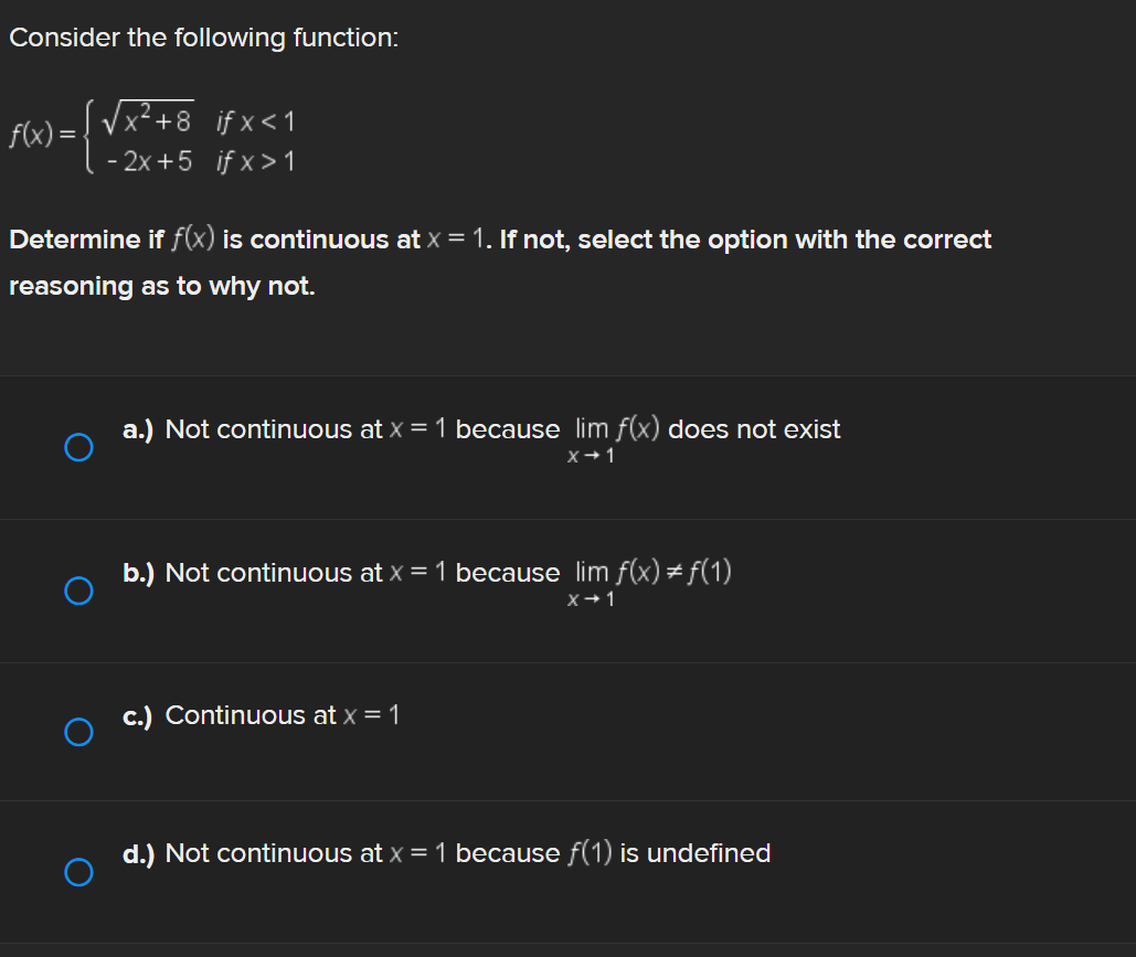 Solved Consider the following function: f(x)={x2+8−2x+5 if | Chegg.com