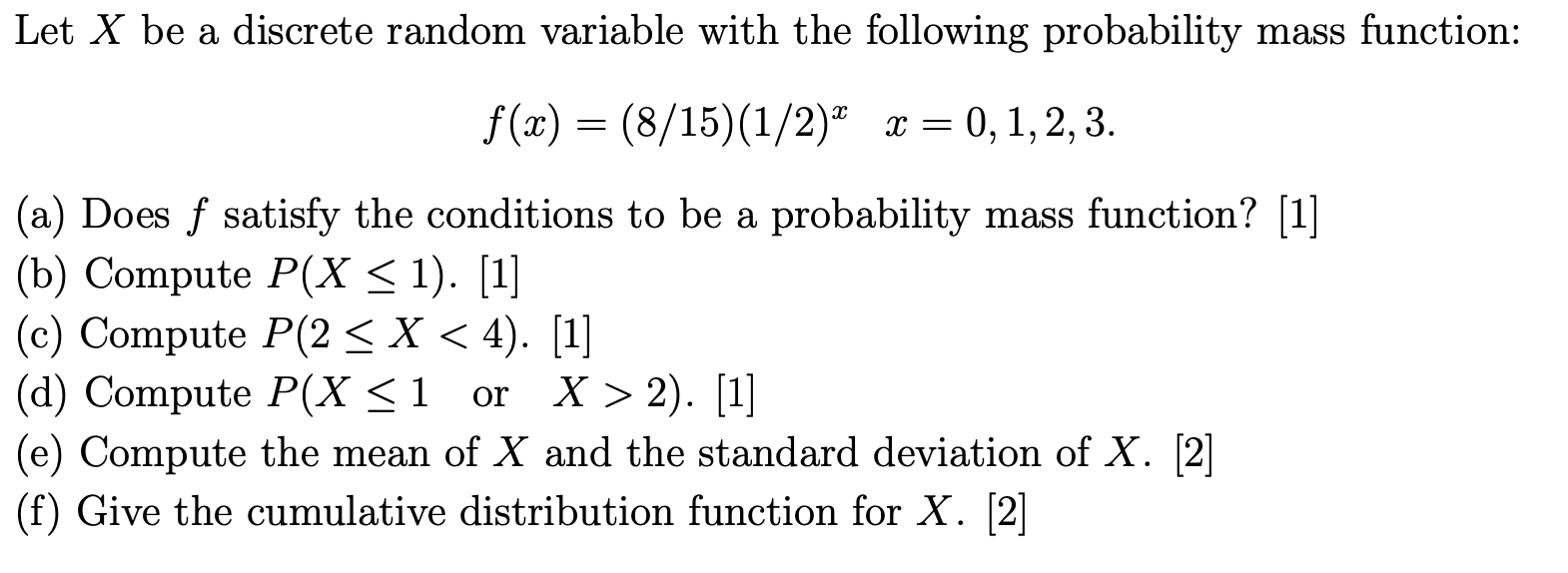 Solved Let X be a discrete random variable with the | Chegg.com