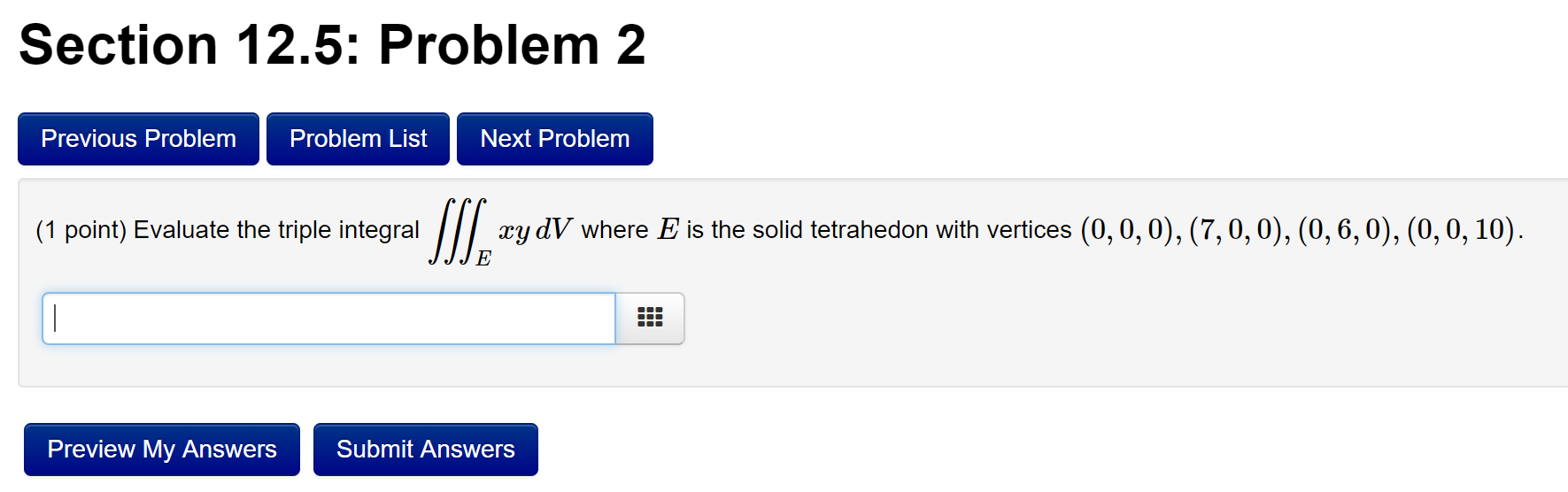 Solved Section 12.5: Problem 2 Previous Problem Problem List | Chegg.com
