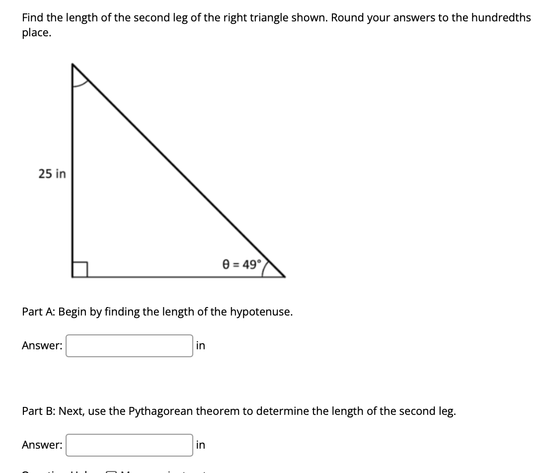 Solved Find the length of the second leg of the right | Chegg.com