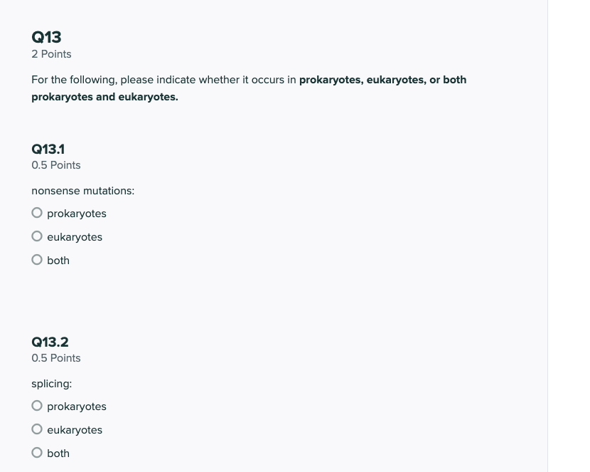 Solved Q13 2 Points For the following, please indicate | Chegg.com