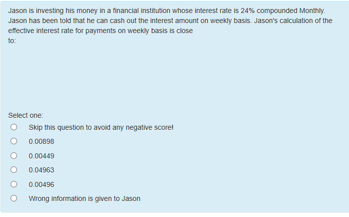 Solved Jason is investing his money in a financial | Chegg.com