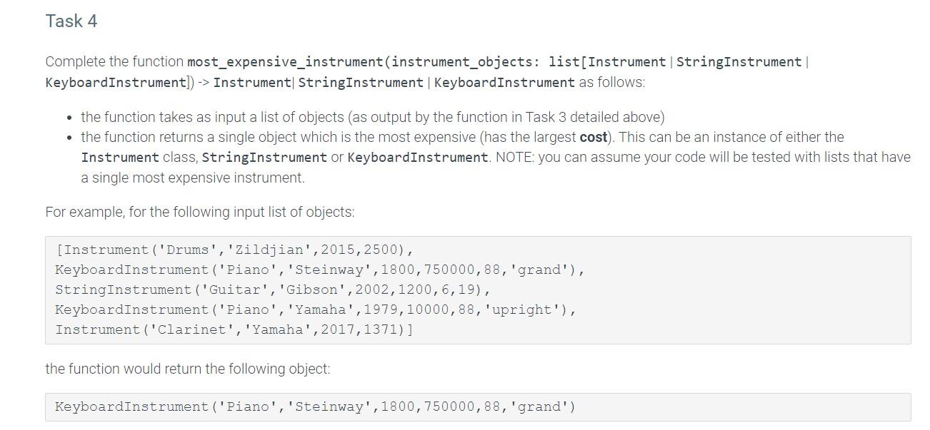 Solved Given the base class Instrument, define the _ init _ | Chegg.com