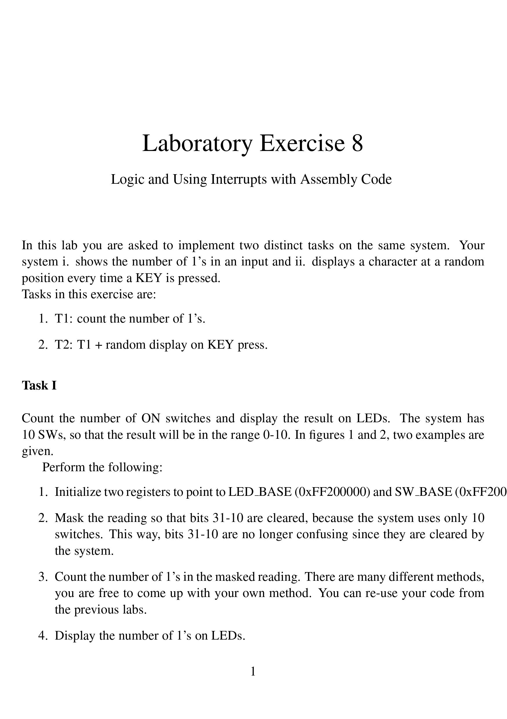 Solved Laboratory Exercise 8 Logic And Using Interrupts With 