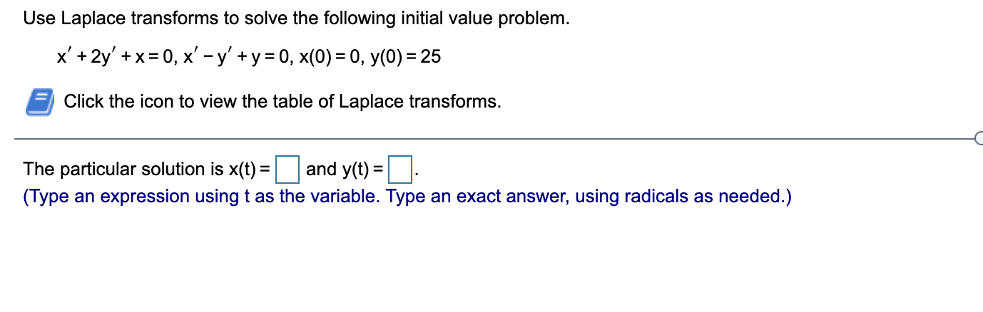 Solved Use Laplace transforms to solve the following initial | Chegg.com