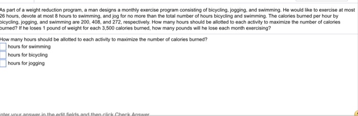 Solved As part of a weight reduction program, a man designs | Chegg.com